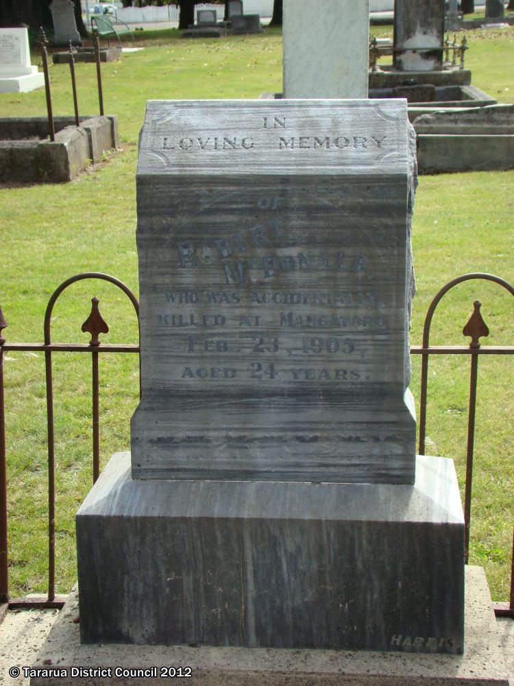 Cemetery Record Details | Tararua District Council