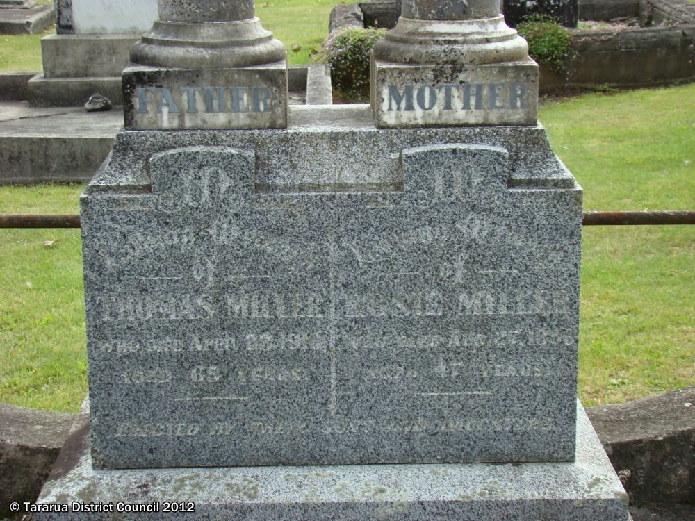 Cemetery Record Details | Tararua District Council