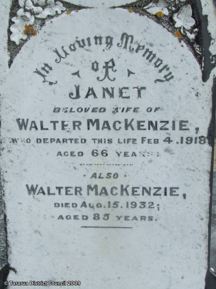 Cemetery Record Details | Tararua District Council