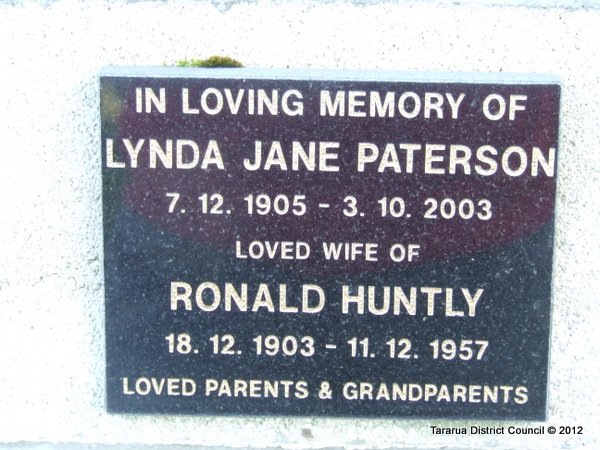 Cemetery Record Details | Tararua District Council